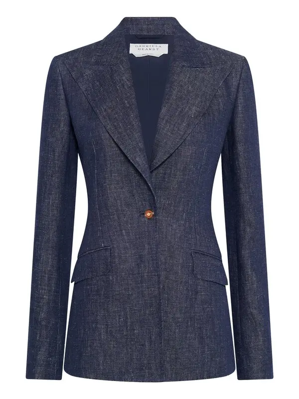 Gabriela Hearst Leiva Blazer Stone Washed Linen - Denim