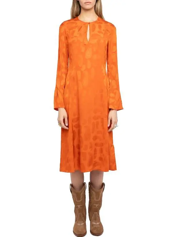 Zadig&Voltaire Paisley Silk Midi Dress - Tangerine