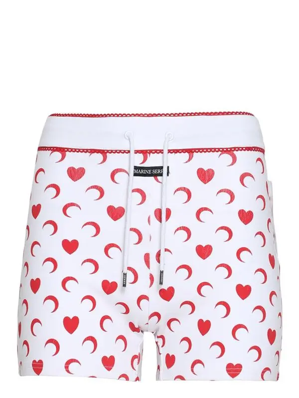 MARINE SERRE Moon Heart Mini Shorts - White