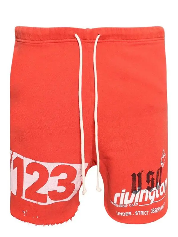 RIVINGTON ROI REBIS Relaxed Fit Cotton Shorts - Red