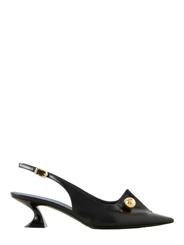 LANVIN Piercing Embellished Glossed-leather Slingback Pumps - Black