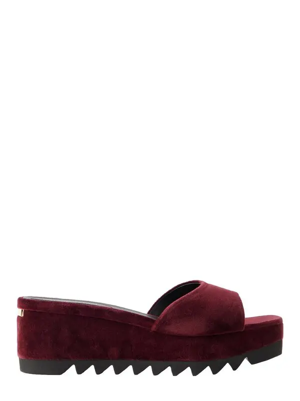 Stella McCartney Sneakelyse Velvet Wedge Sandals - Burgundy