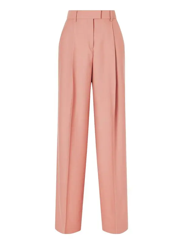 Another Tomorrow Net Sustain Pleated Wide-leg Pants - Pink