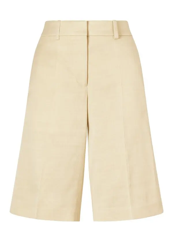 Another Tomorrow Twill Straight-leg Shorts - Neutrals