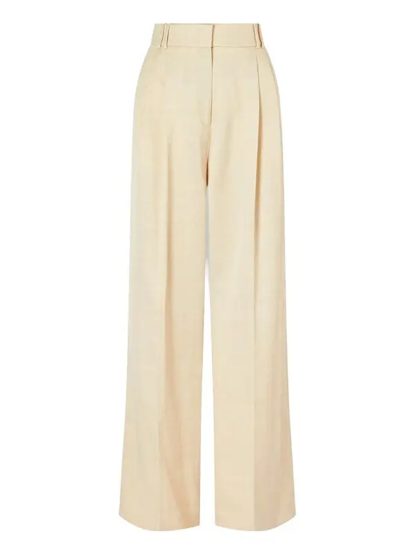 Another Tomorrow Pleated Wide-leg Twill Pants - Neutrals