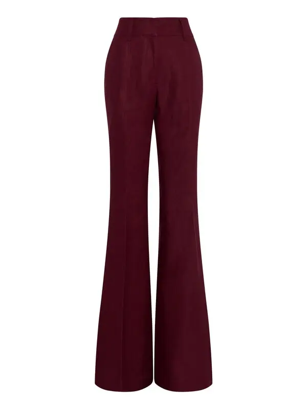 Gabriela Hearst Rhein Flare Pant In Linen Twill - Bordeaux