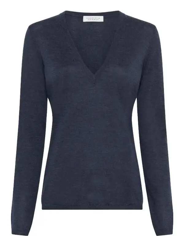Gabriela Hearst Clementia Cashmere Silk V-neck Sweater - Denim
