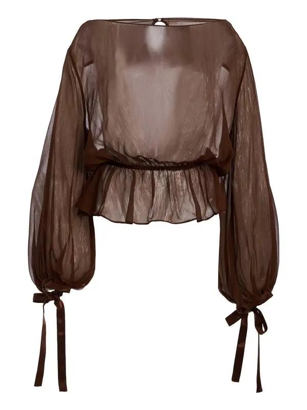 MEL USINE Coralie Silk Chiffon Blouse - Brown