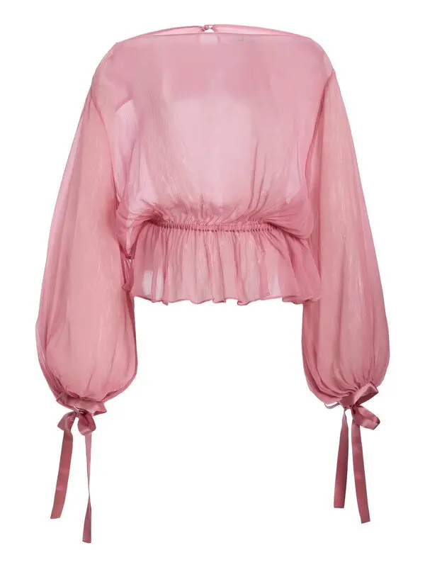MEL USINE Coralie Silk Chiffon Blouse - Pink