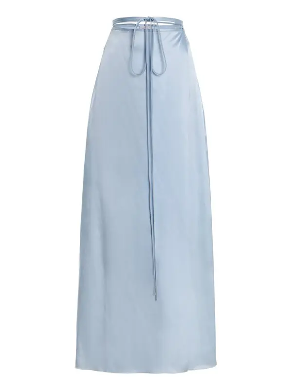 MEL USINE Silk Maxi Skirt - Light Blue