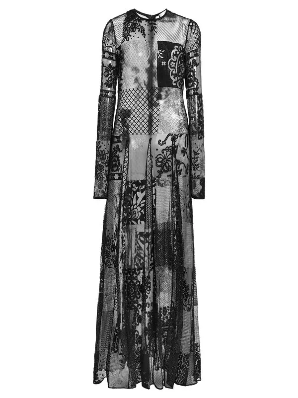 MEL USINE Rachelle Patchwork Lace Maxi Dress - Black