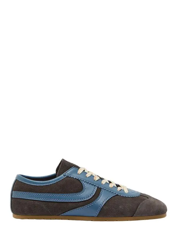 Dries Van Noten Panelled Leather And Suede Sneakers - Grey