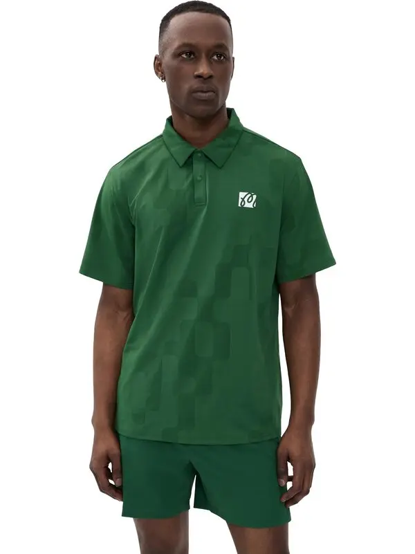 MALBON Performance Mesh Paneled Polo Shirt - Eden