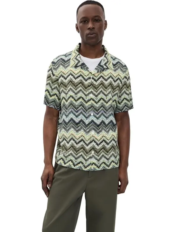 Missoni Short Sleeve Shirt - Multicolor Green/yellow/blue