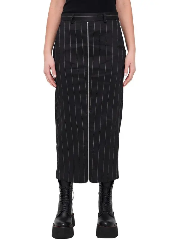 R13 Front Zip Striped Trousers - Black Silver/wide Pinstripe