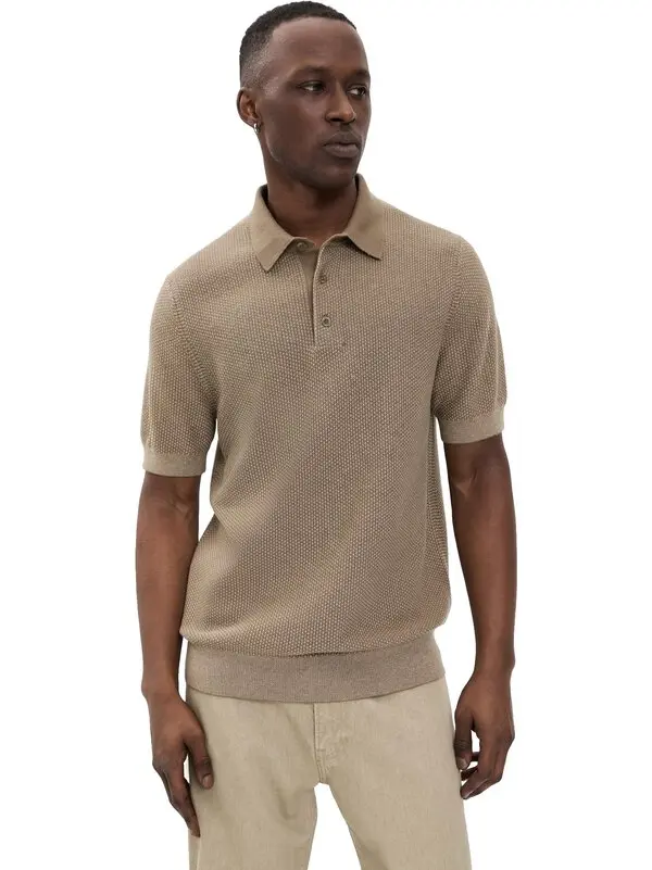 Vince Geo Jacquard Polo - Teton/river Sand