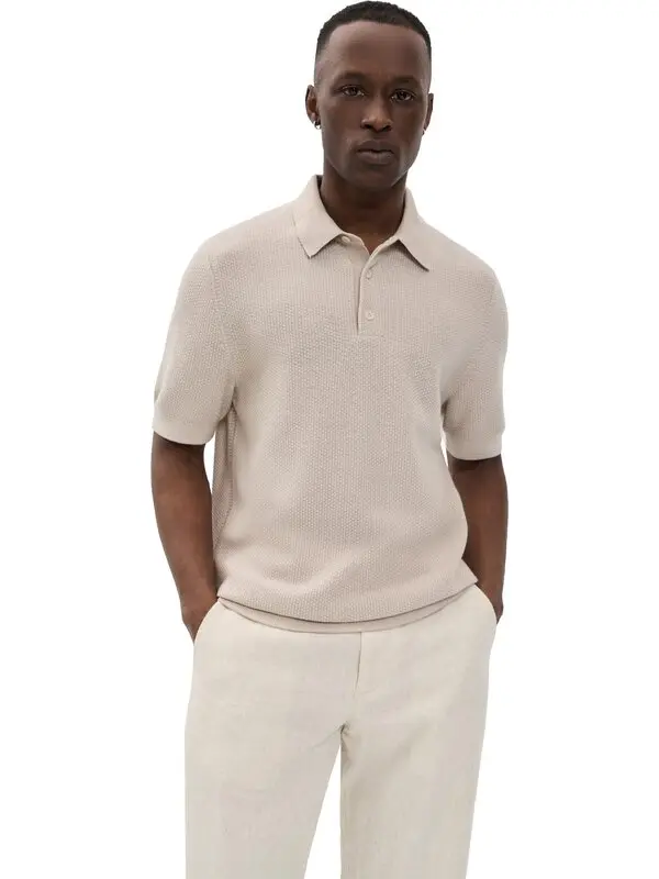 Vince Geo Jacquard Polo - Mineral/classic Cream