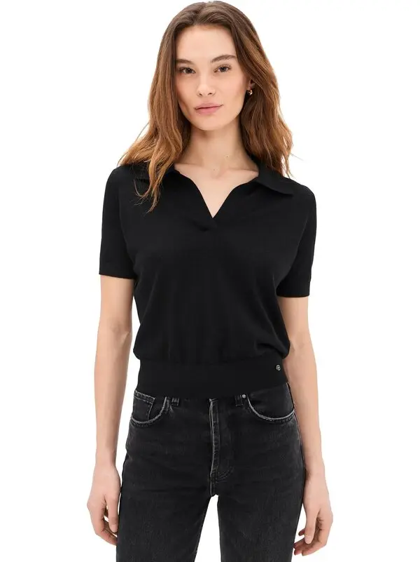 ANINE BING Moni Polo Sweater - Black