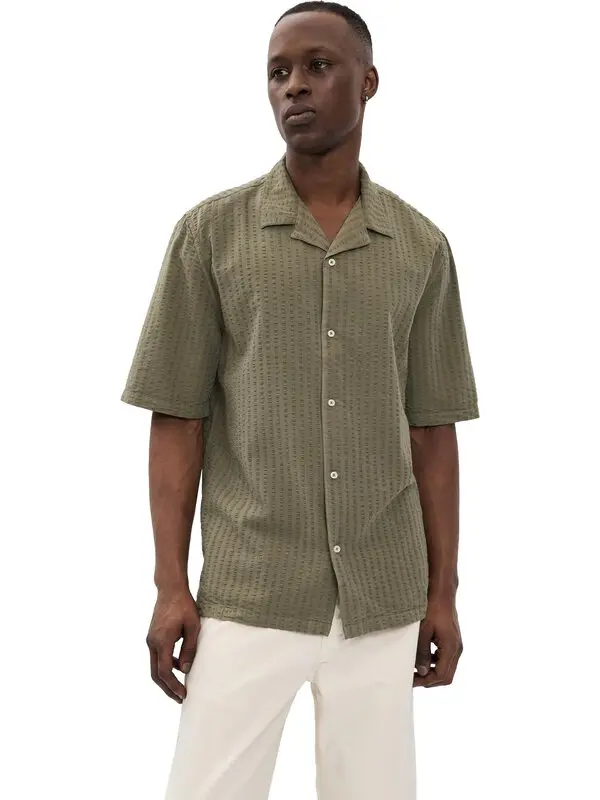Officine Générale Eren Seersucker Shirt - Burnt Olive
