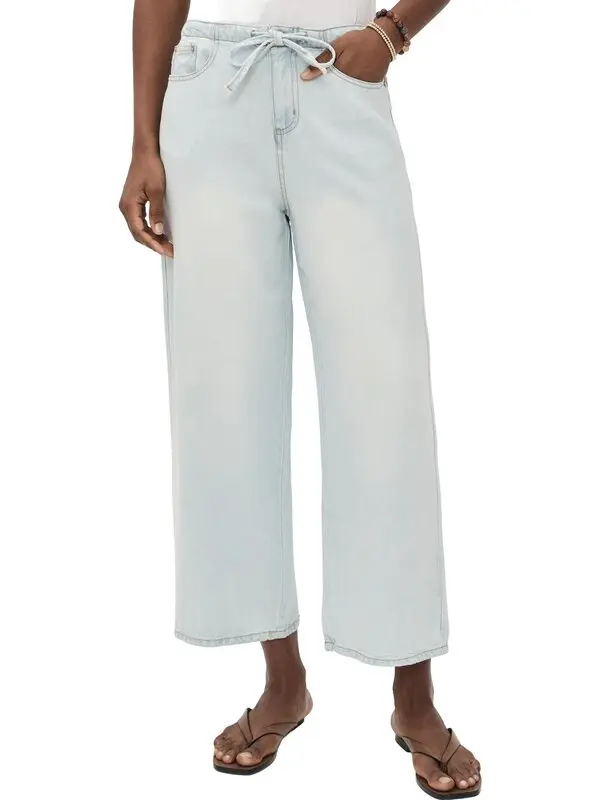 Splendid Lounge Denim Crop Pants - Bleached Indigo