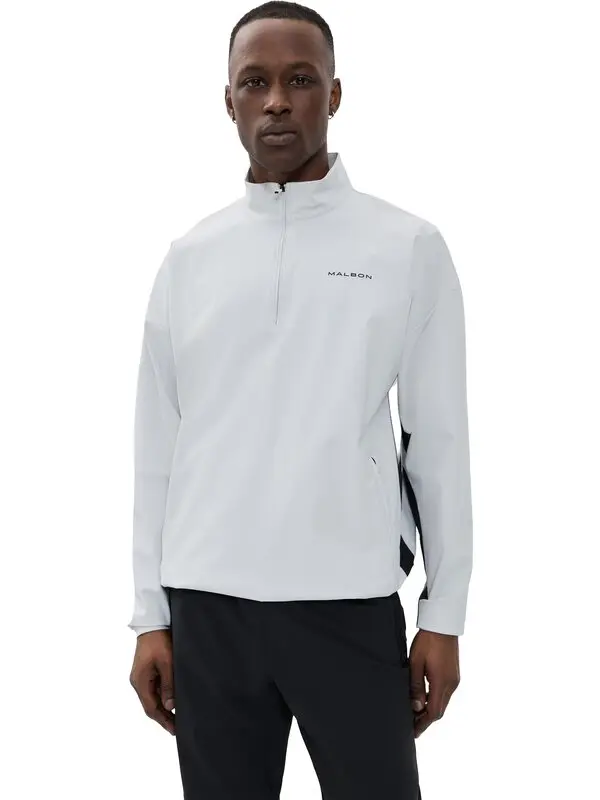 MALBON Performance Quarter Zip Pullover - Silver / Black
