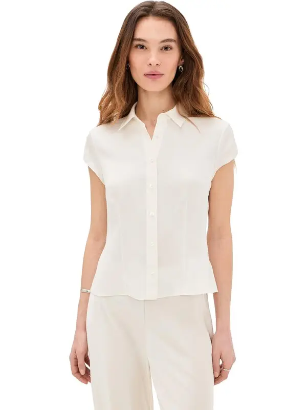 Theory Cap-sleeve Silk Blouse - Ivory