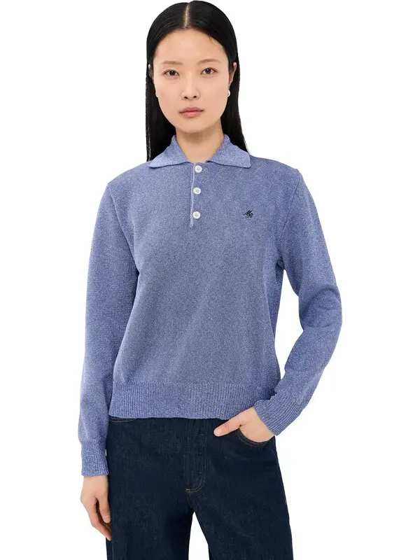 MERYLL ROGGE Merino Wool Lurex Polo Sweater - Purple
