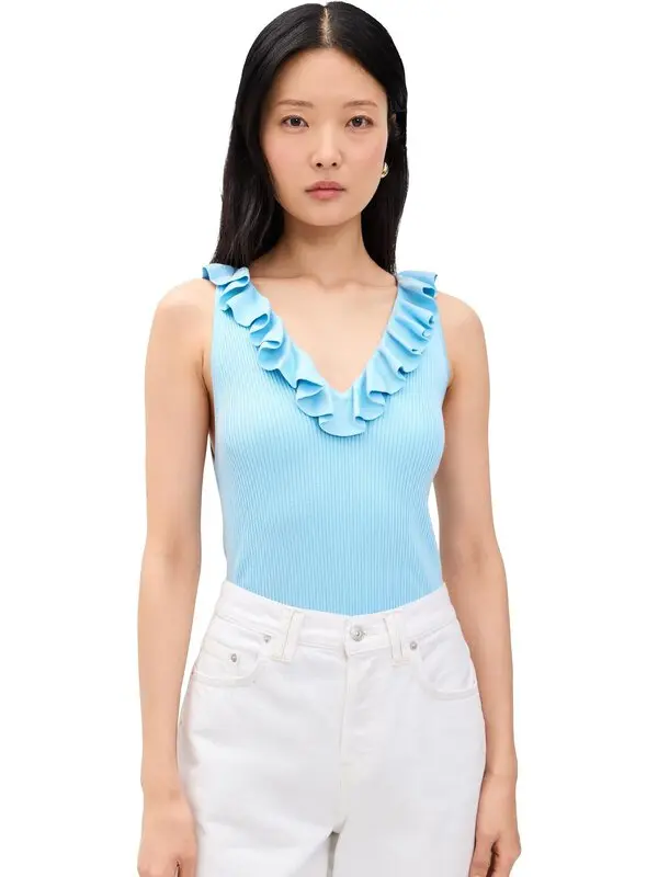 Alice + Olivia Marnie Ruffle Tank - Carolina Blue