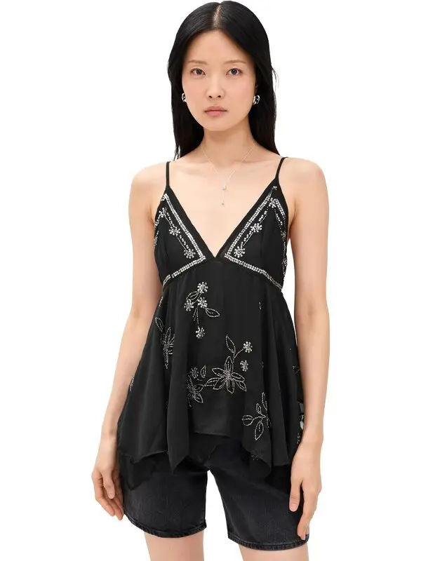 Free People Robbie Embellished Top - Black