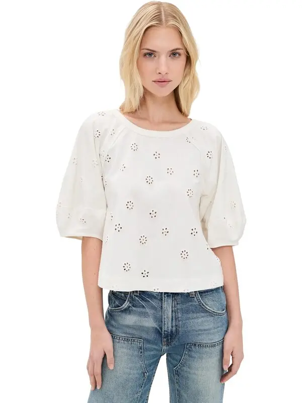 Free People Jessie Eyelet Tee - Whisper White