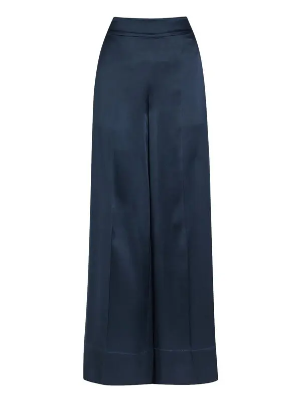JOSEPH Straight-leg Silk Trousers - Indigo
