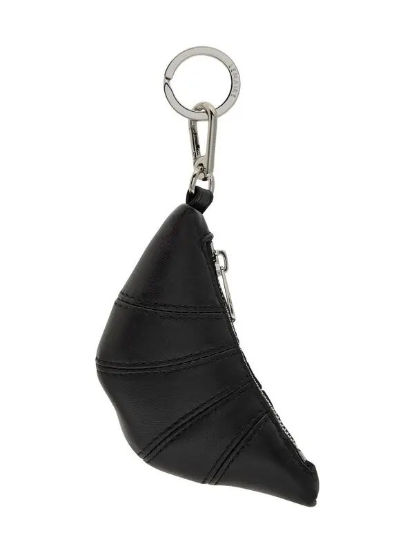 LEMAIRE Croissant Mini Leather Bag Charm - Black