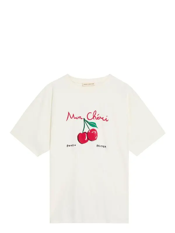 DUKE + DEXTER Mon Cheri Printed Cotton T-shirt - White
