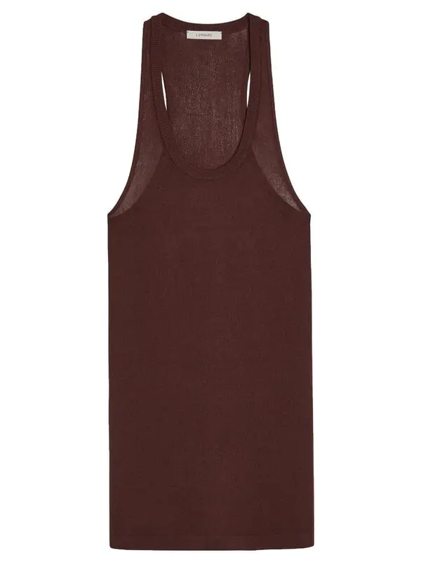 LEMAIRE Scoop-neck Fine-knit Mini Dress - Brown