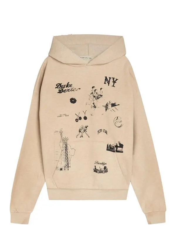 DUKE + DEXTER Sketch Printed Cotton Sweatshirt - Off White