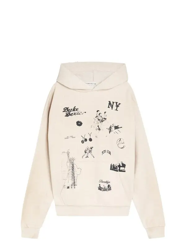 DUKE + DEXTER Sketch Printed Cotton Sweatshirt - Off White