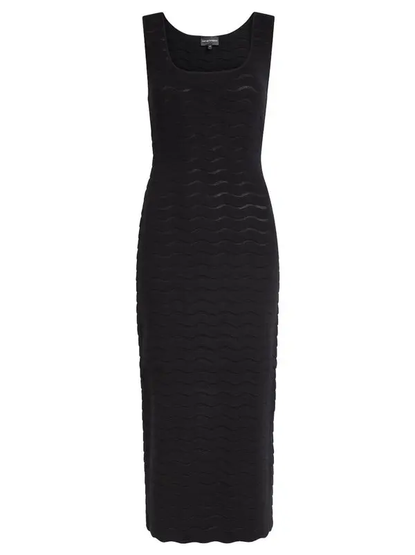 Emporio Armani Textured-knit Midi Dress - Black