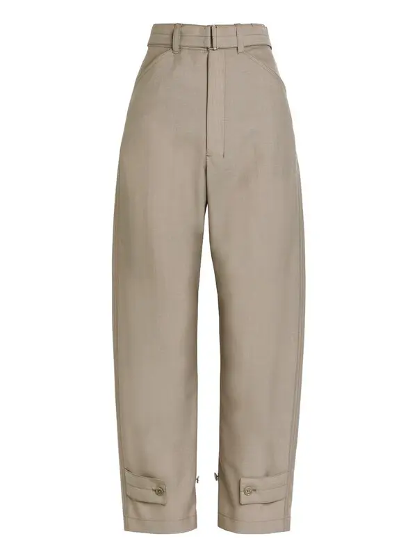 LEMAIRE Belted Barrel-leg Woven Trousers - Taupe