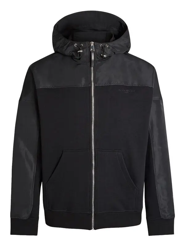 Givenchy Logo Hooded Windbreaker Jacket - Black