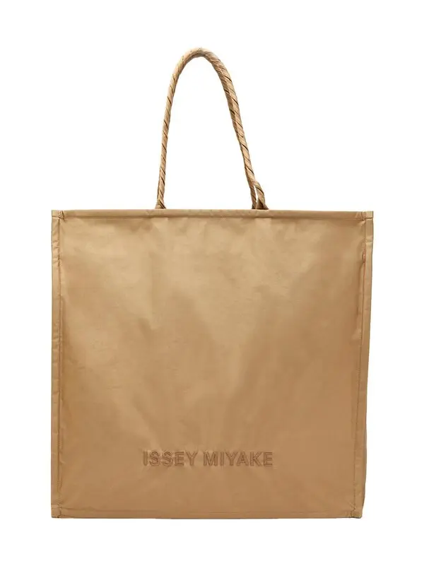 Issey Miyake Logo-embroidered Woven Tote - Light Brown