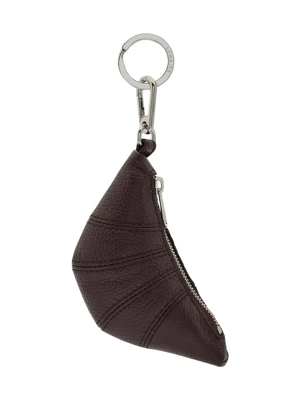 LEMAIRE Croissant Mini Grained Leather Bag Charm - Dark Brown