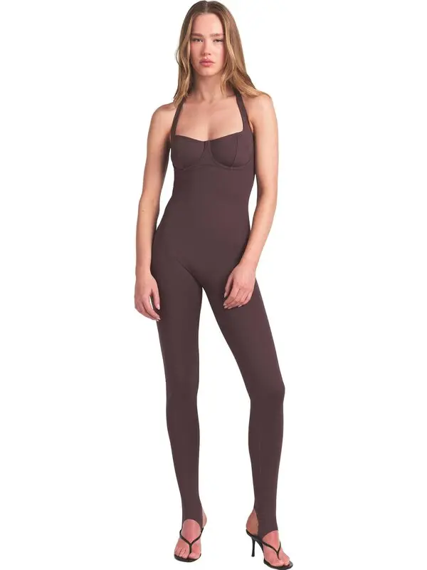 SKIMS Body Halter Stirrup Catsuit - Raisin