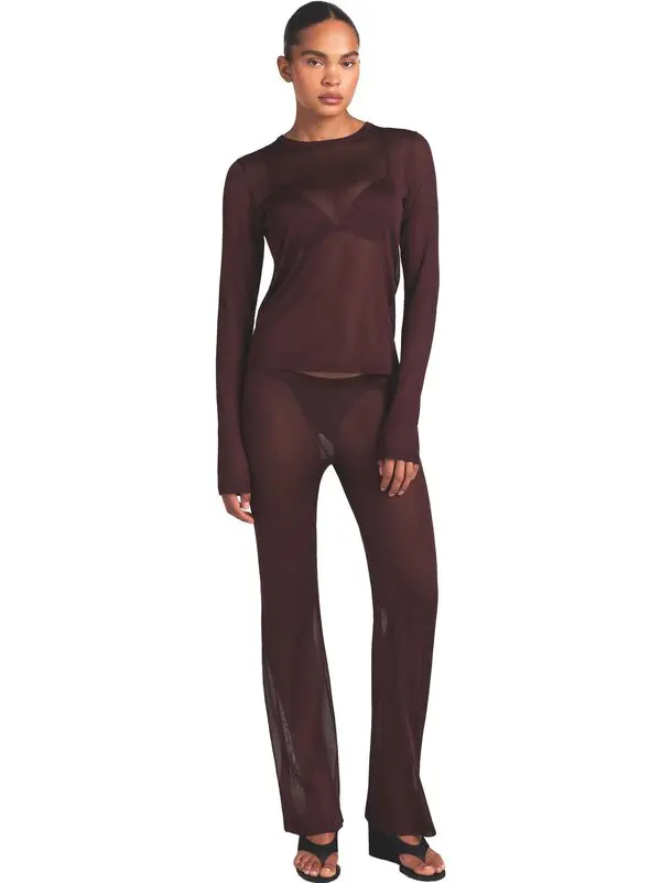 SKIMS Slinky Knit Crew Neck Long Sleeve Top - Currant