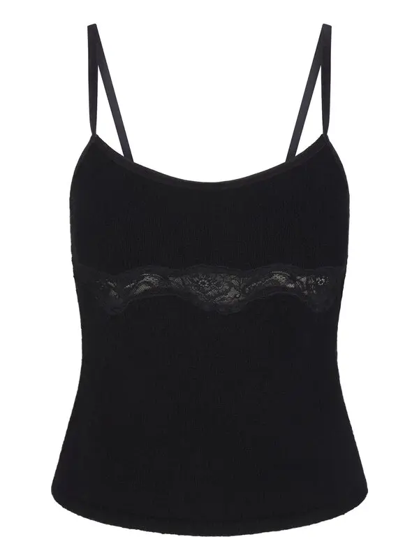 SKIMS Lace Knit Tank Top - Obsidian