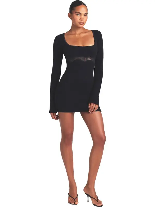 SKIMS Lace Knit Mini Dress - Obsidian