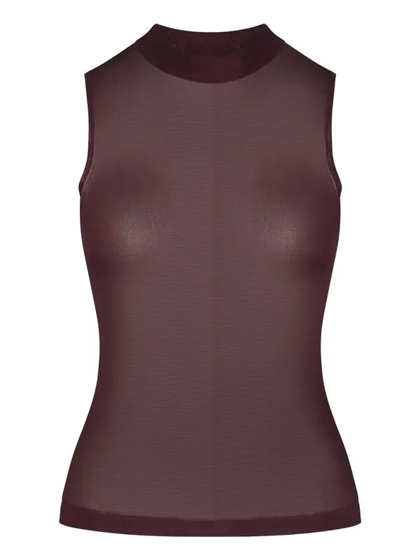 SKIMS Slinky Knit Mock Neck Tank Top - Currant