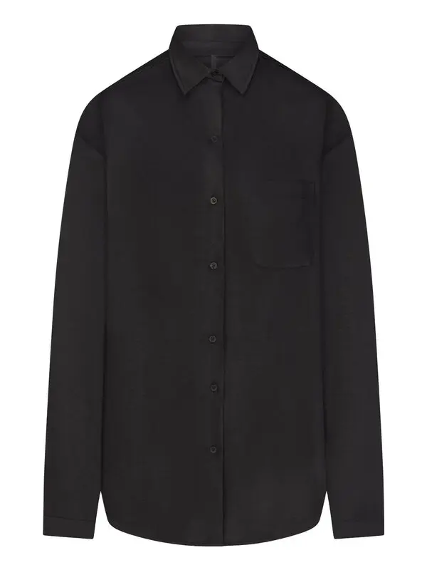 SKIMS Oversized Lightweight Satin Shirt - Obsidian