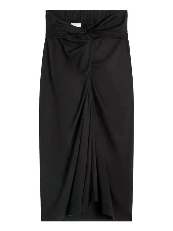 Dries Van Noten Knotted Jersey Midi Skirt - Black