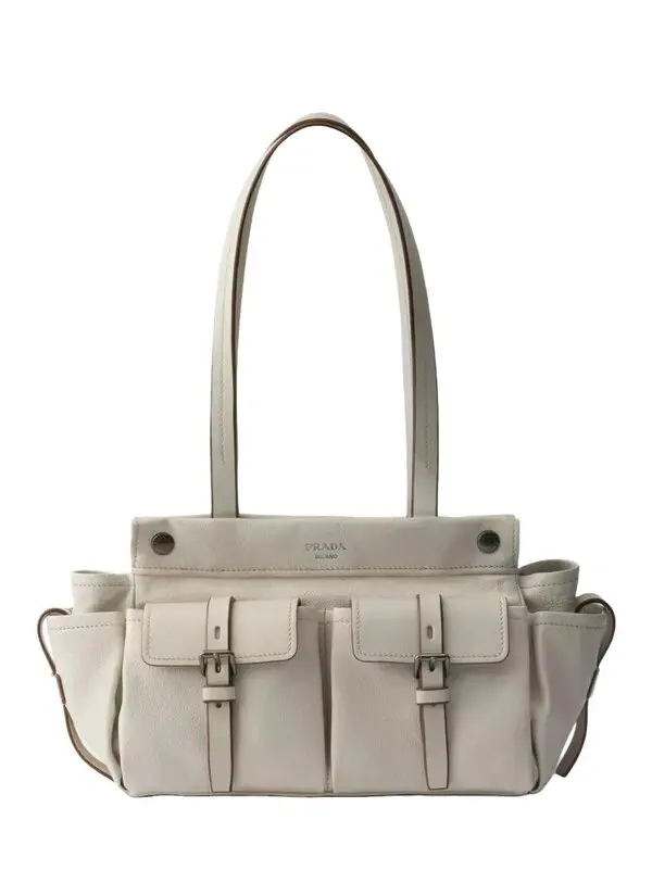Prada Leather Tote Bag - Neutrals
