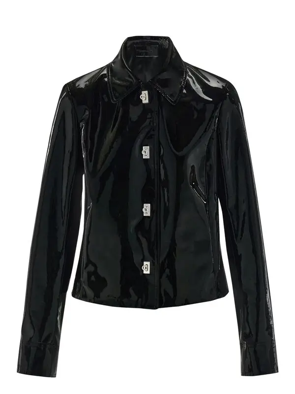FERRAGAMO Boxy Nappa Leather Jacket - Black